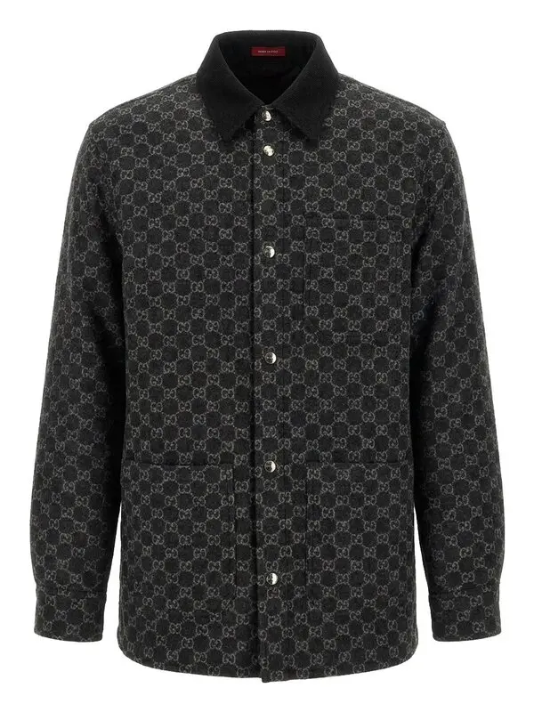 Gucci Brushed Gg Flannel Jacket - Black