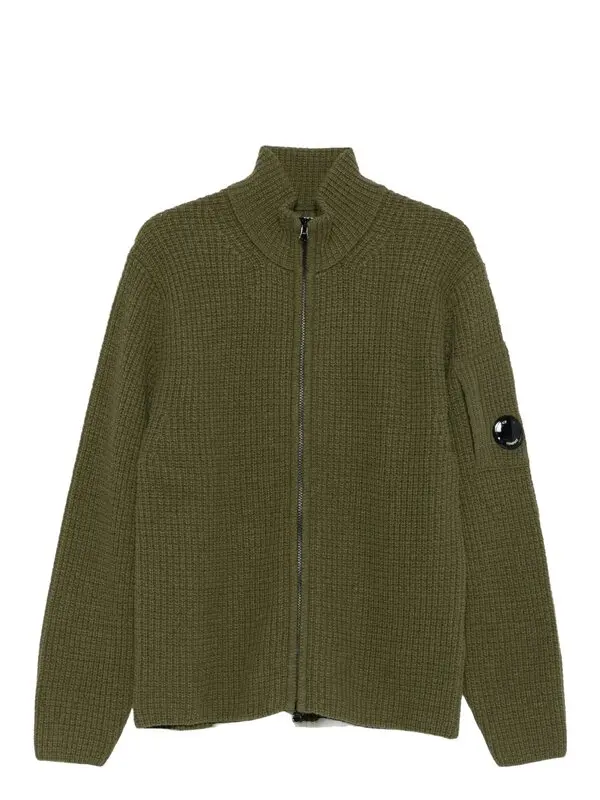 C.P. COMPANY Lens Detail Full Zip Cardigan - Green