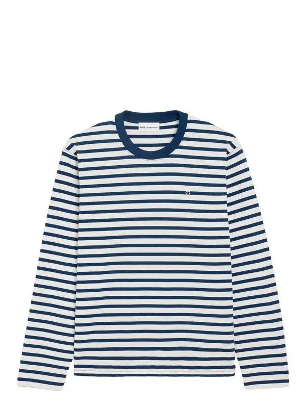 Ami Oversized Striped Long Sleeve T-shirt - Ink/white