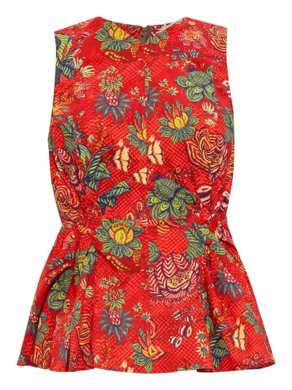 Ulla Johnson Sydney Sleeveless Floral Print Blouse - Red