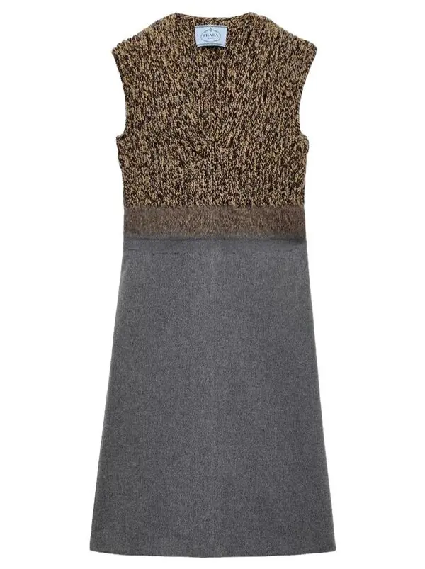 Prada Shetland Wool And Cashmere V-neck Sleeveless Dress - Slate Grey