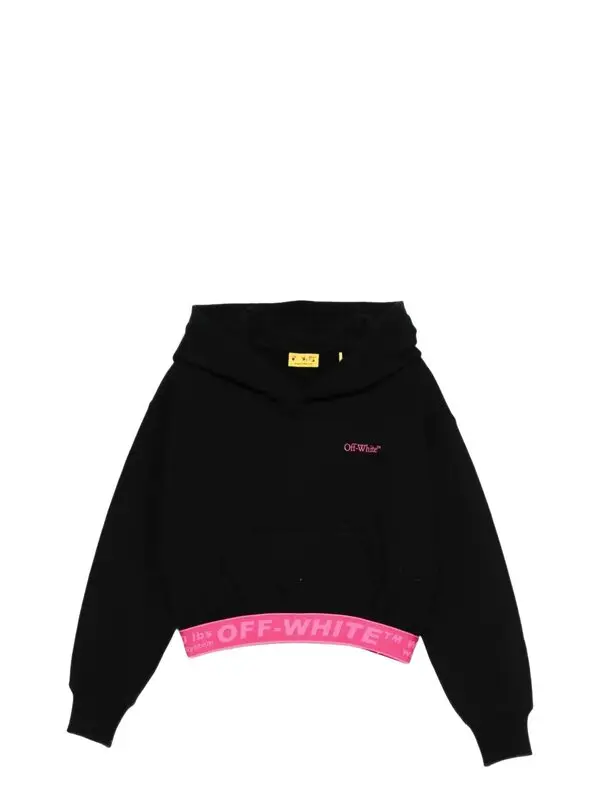 Off-White Embroidered Logo Crop Hoodie - Black