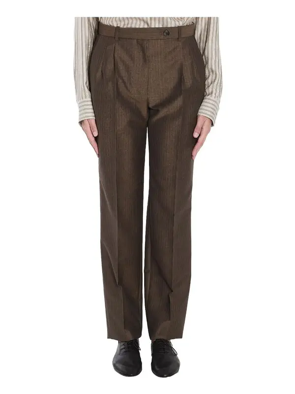THE ROW Norbert Straight Leg Trousers - Brown