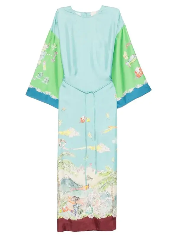 ALEMAIS Printed Silk Midi Dress - Multicolored