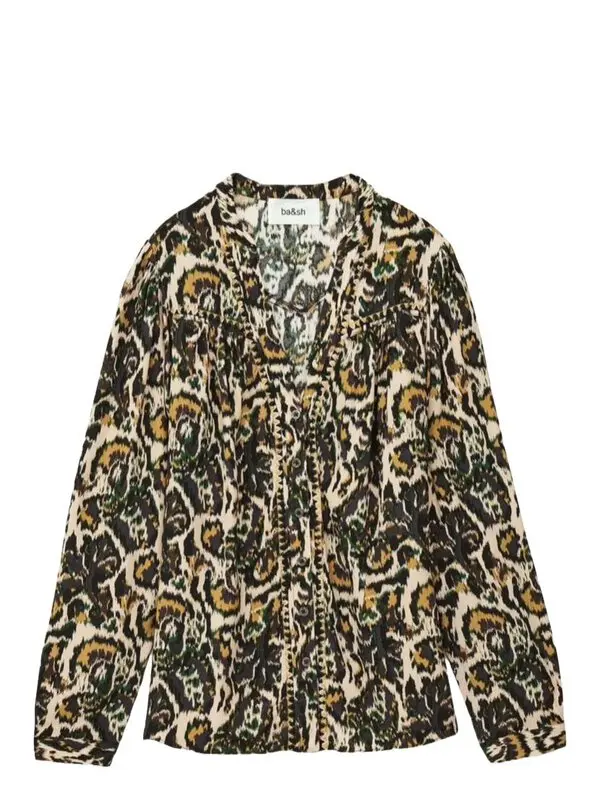 Ba&sh Onada Printed Long Sleeve Top - Black