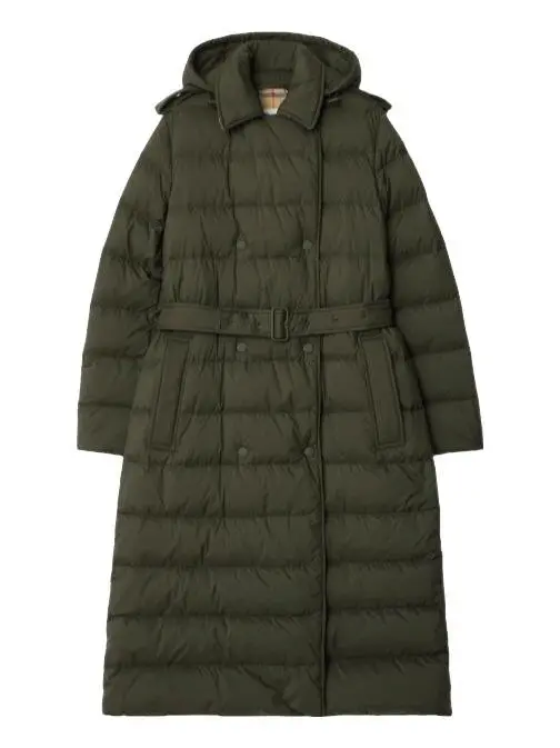 Burberry Long Hooded Puffer Coat - Shale