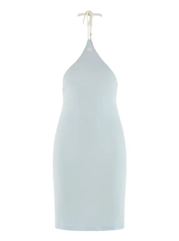 COURREGES Logo Embroidered Sleeveless Mini Dress - Blue