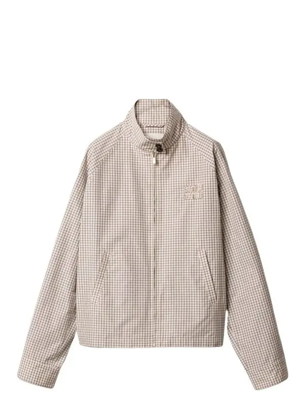Miu Miu Checked Technical Fabric Blouson Jacket - Sand Beige