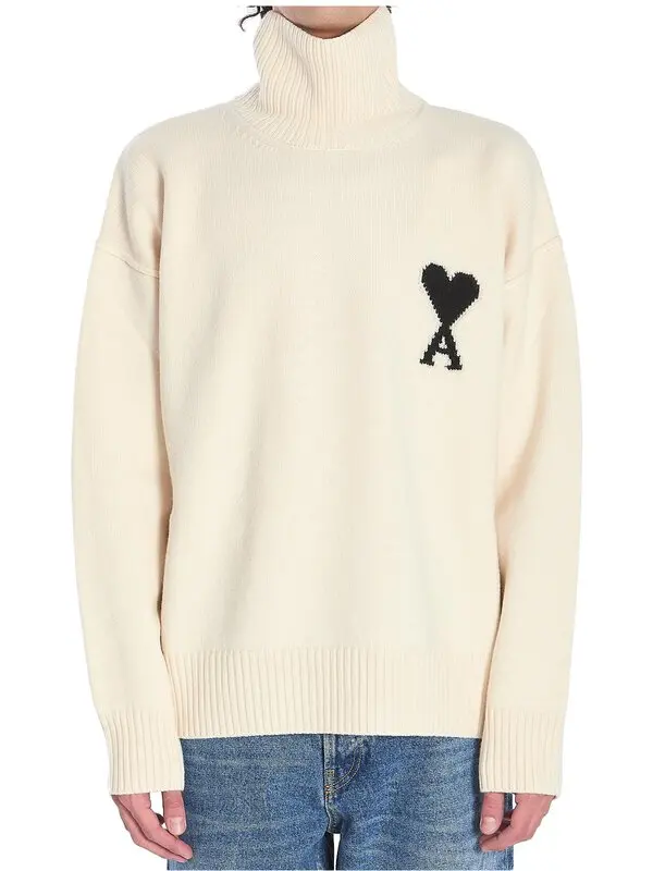 Ami De Coeur Turtleneck Intarsia-knit Jumper - White