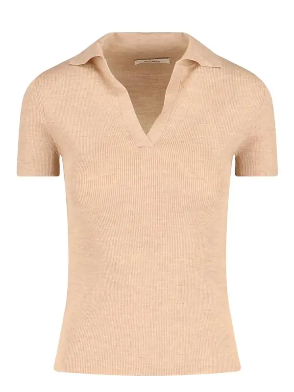 Max Mara Albero V-neck Ribbed T-shirt - Nude