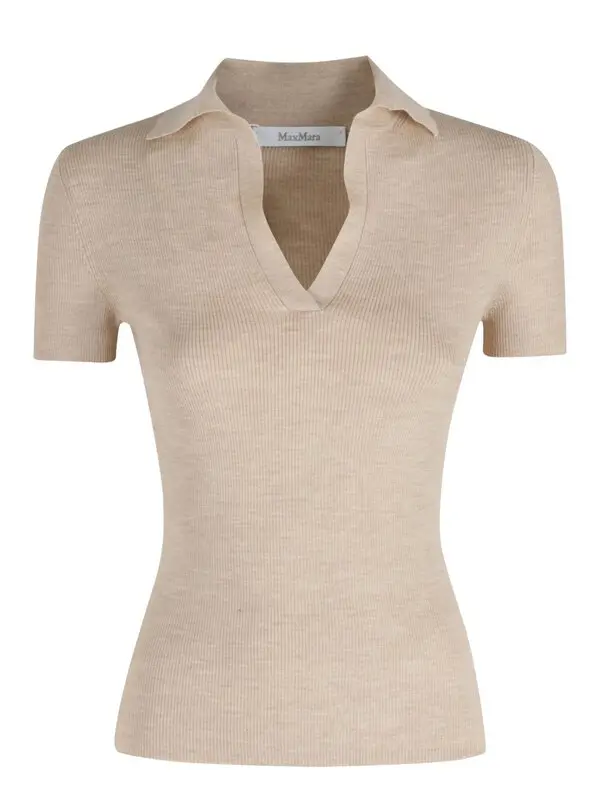 Max Mara Albero Short-sleeved Ribbed Polo Shirt - Nude