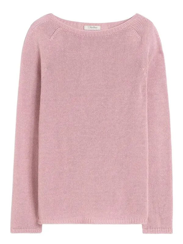 Max Mara Linen Sweater With Ribbed Details - Pink