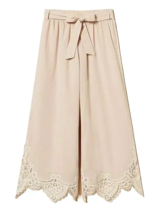 TWINSET Lace-trim Belted Trousers - No