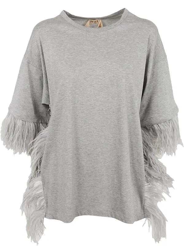N.21 Feather-trimmed Blouse - Gray