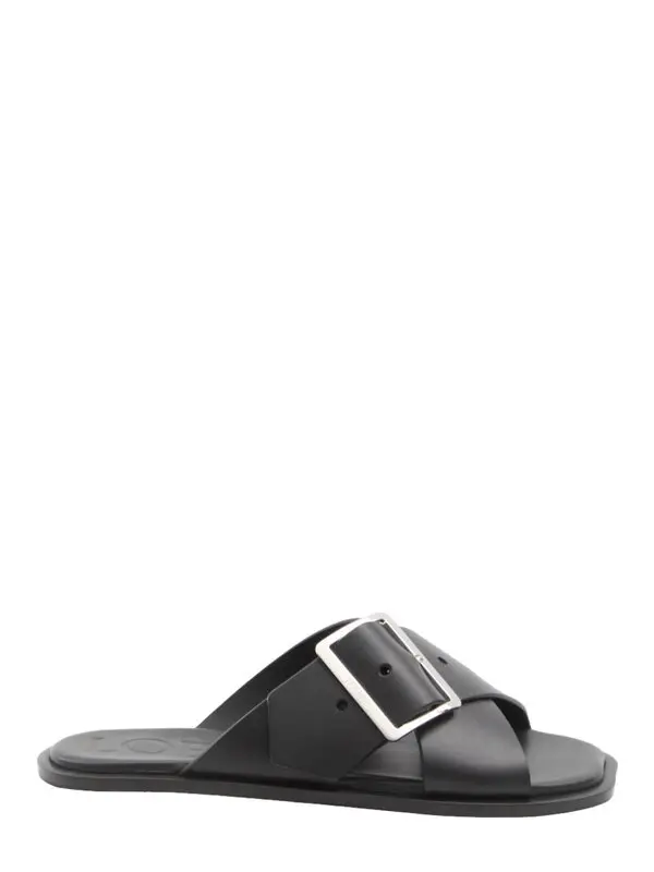 Loewe Petal Belt Flat Sandal In Vegetable-tanned Calfskin - Black