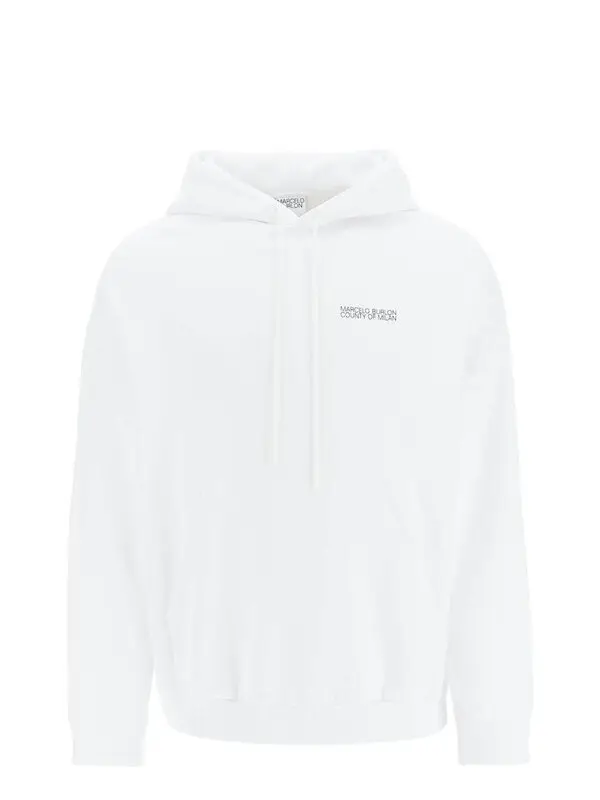 MARCELO BURLON COUNTY OF MILAN Tempera Cross Drawstring Hoodie - White