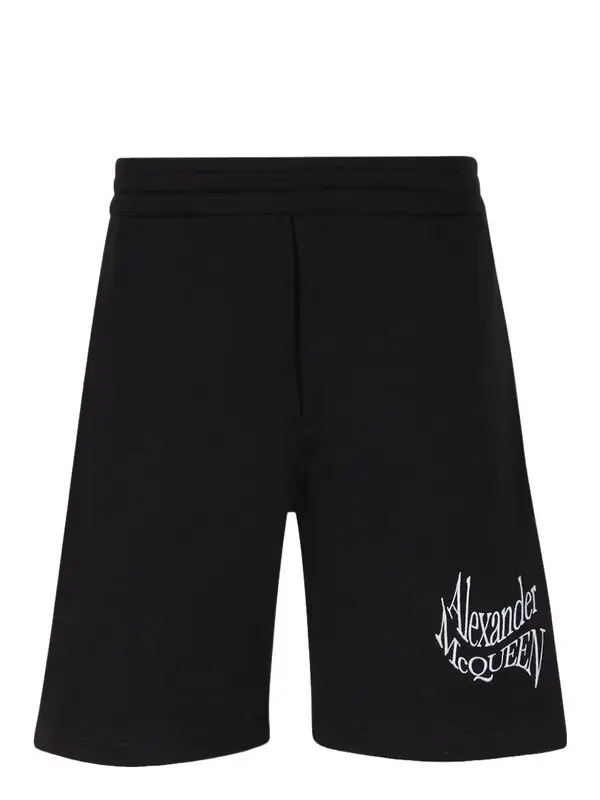 Alexander McQueen Warped Logo Bermuda Shorts - Black