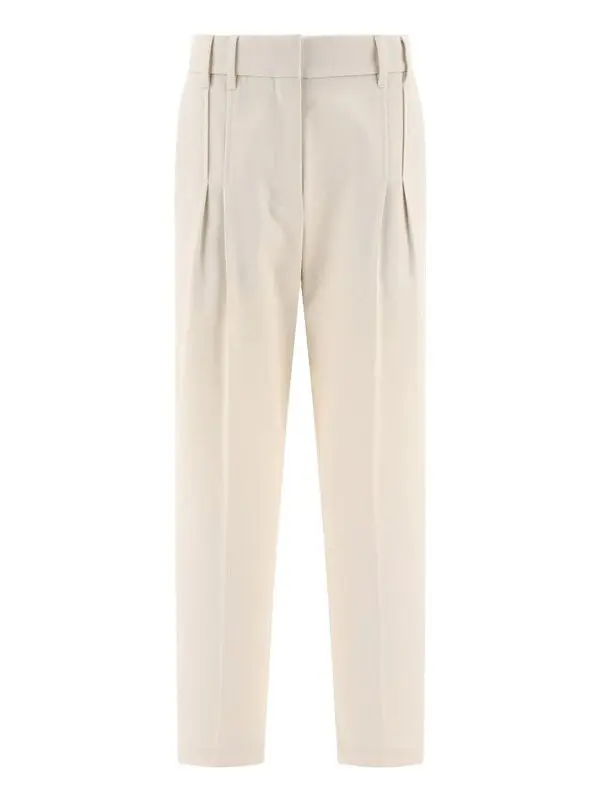 Brunello Cucinelli Straight-leg Cropped Trousers - Nude