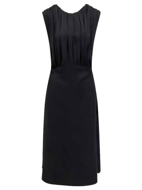 JIL SANDER Gathered Crewneck Sleeveless Dress - Black