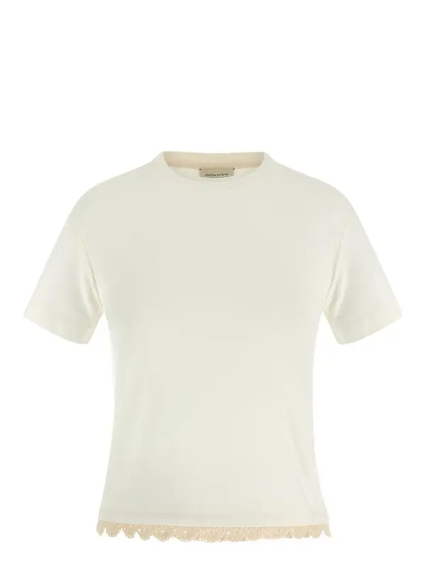 Magda Butrym Lace-trim Crewneck T-shirt - White