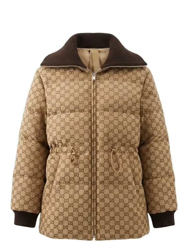 Gucci Padded Zip-up Jacket With Drawstring Waist - Camelebony