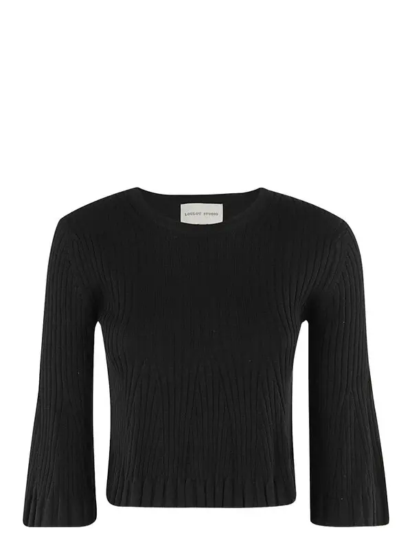 LOULOU STUDIO Long-sleeved Ribbed Sweater - Black