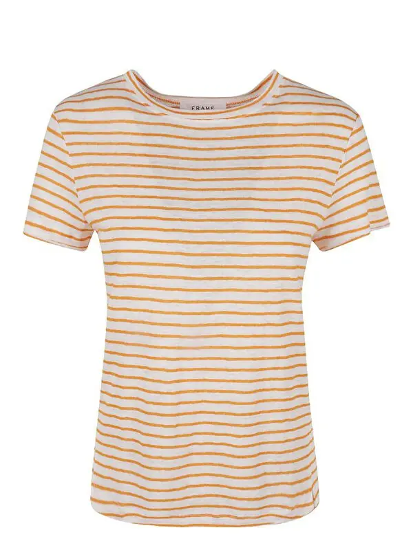 FRAME Striped Crewneck T-shirt - White