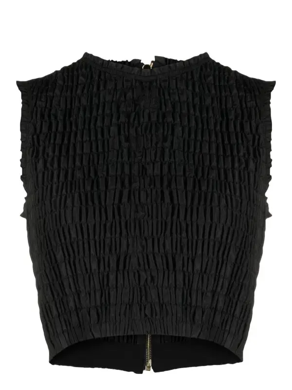 PATOU Textured Cropped Top - Black