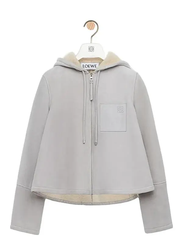 Loewe Leather Hooded Jacket - Gray