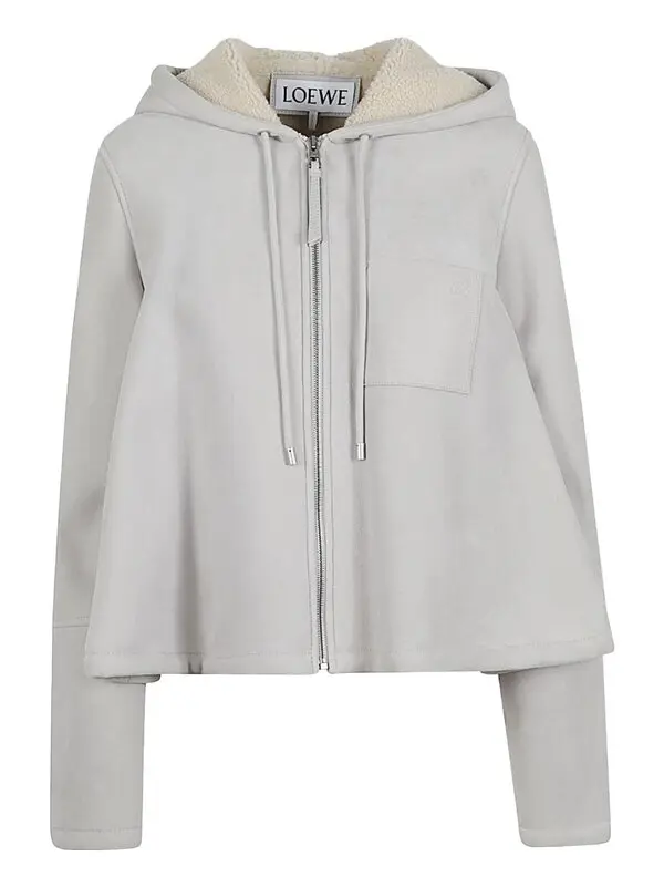 Loewe Leather Hooded Jacket - Gray