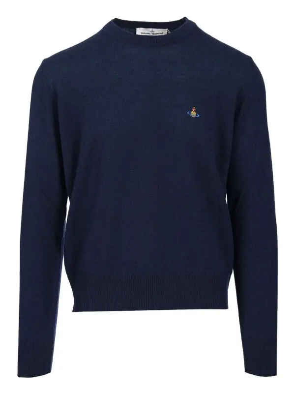 VIVIENNE WESTWOOD Orb Embroidered Crewneck Jumper - Blue