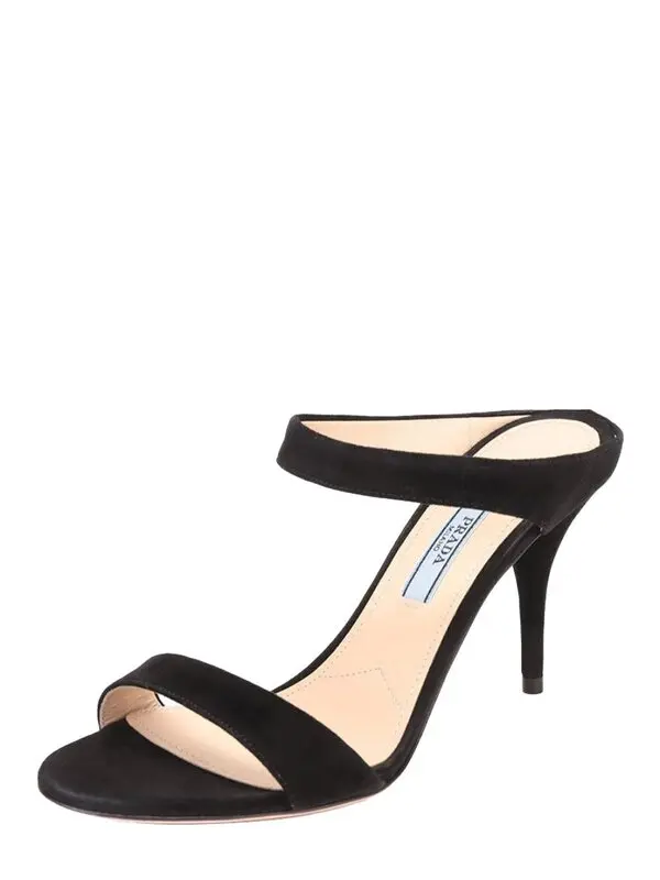 Prada Logo High-heeled Sandals - Black