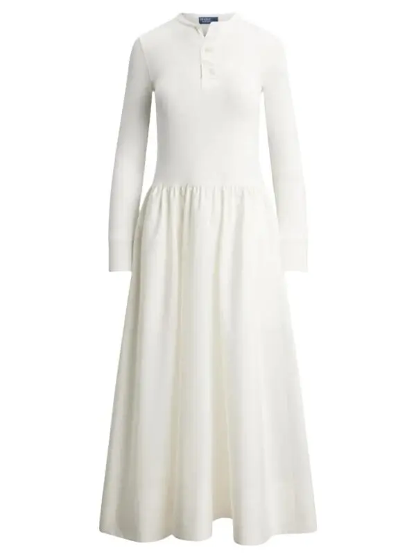 Polo Ralph Lauren Long Sleeve Henley Dress - White