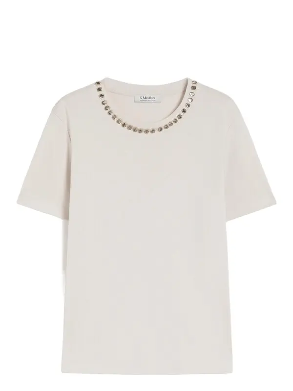 Max Mara Bingo Embellished Basic Jersey T-shirt - Beige