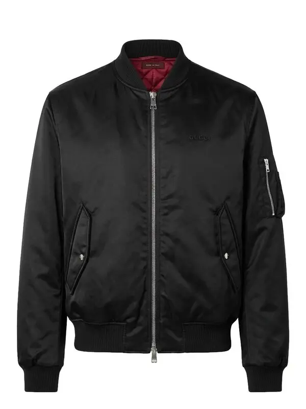Gucci Heavy Nylon Canvas Bomber Jacket - Black