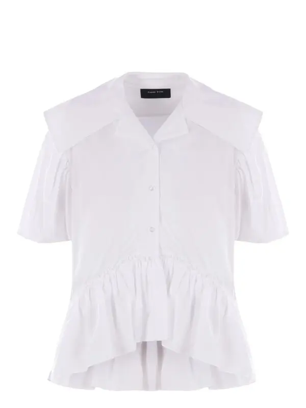 Simone Rocha Sailor Collar Puff Sleeve Shirt - White