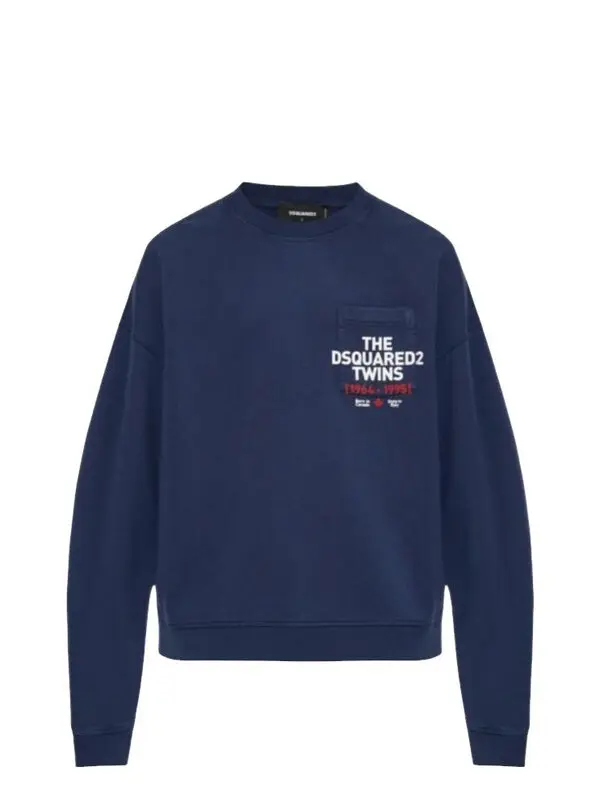 Dsquared2 Crewneck Sweatshirt With Chest Pocket Logo - Navy Blue