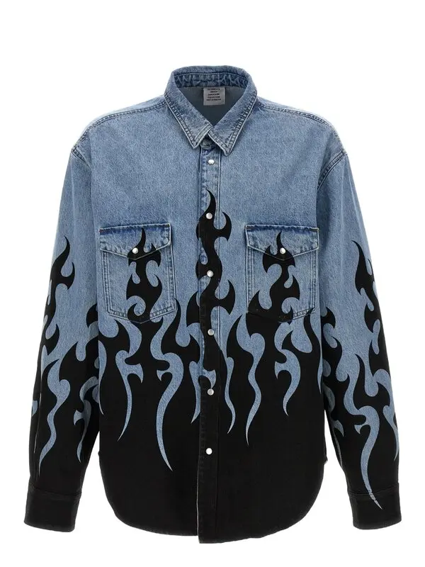 Vetements Printed Denim Jacket - Blue