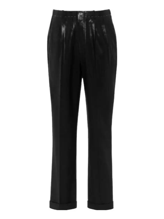 MAISON MARGIELA Foiled Wide-leg Trousers - Black