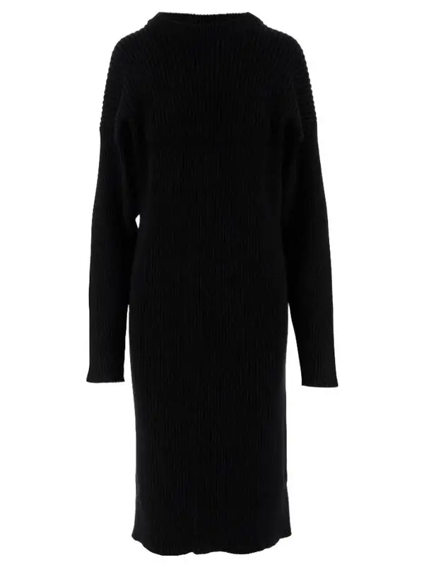 Bottega Veneta Open Back Ribbed Knit Dress - Black