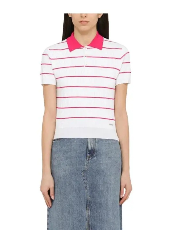 Dsquared2 Striped Knit Polo Shirt - White