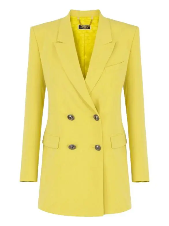 Elisabetta Franchi Crepe Double Breasted Jacket - Yellow
