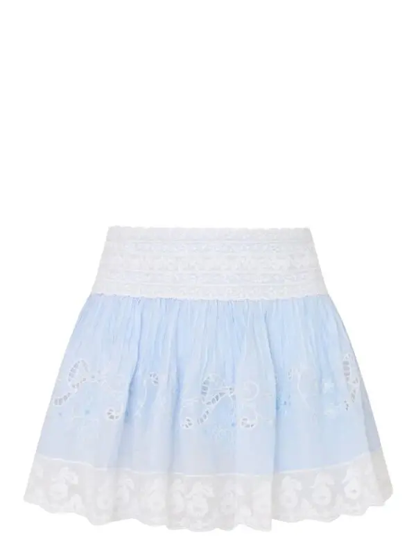 LoveShackFancy Lace Mini Skirt - Light Blue