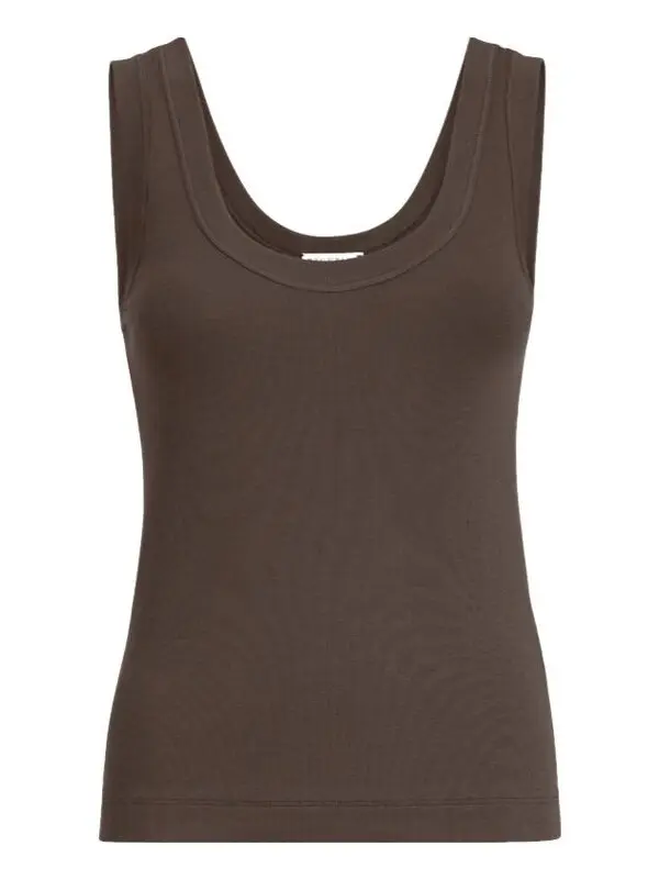Brunello Cucinelli Ribbed Tank Top With Monili Embellishment - Brown