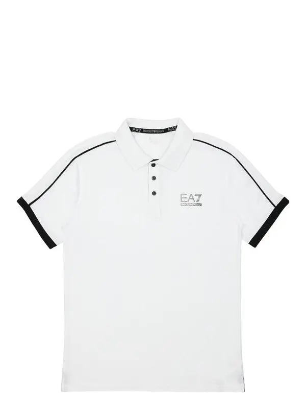 EA7 Logo Lapel Polo Shirt - White