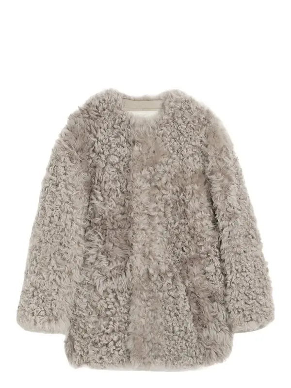 Ami Shearling Short Coat - Grey