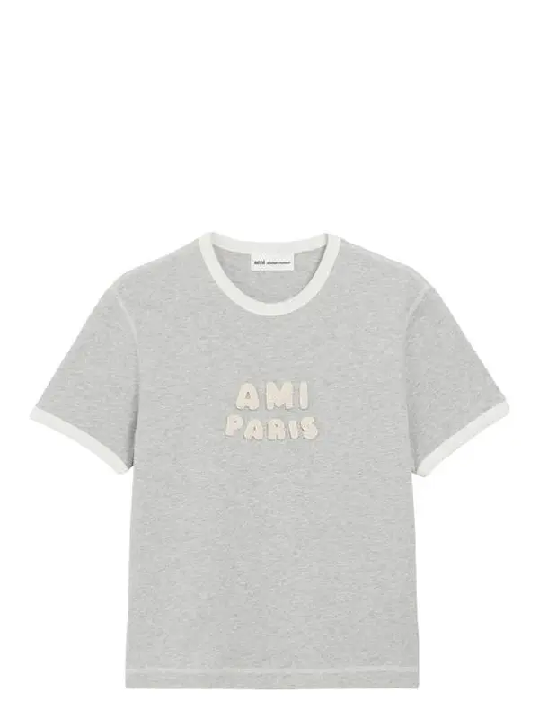 Ami Logo-patch Crewneck T-shirt - Grey