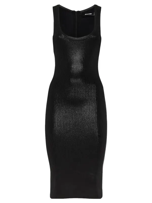 Dsquared2 Sleeveless Ribbed Midi Dress - Black