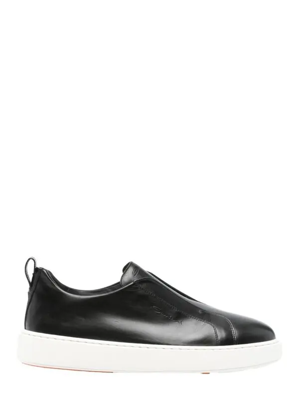 Santoni Slip-on Leather Sneakers - Black