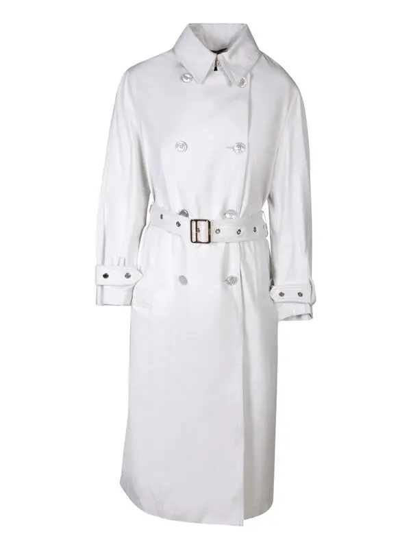 MOORER Thelma Belted Trench Coat - White
